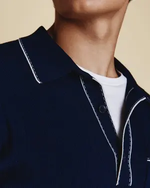 Quince Reversible Quilted Pullover - Navy/ivory