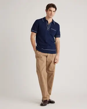 Quince Reversible Quilted Pullover - Navy/ivory