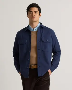 Quince Double-brushed Stretch Overshirt - Navy