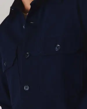 Quince Double-brushed Stretch Overshirt - Navy