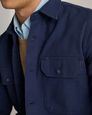 Quince Double-brushed Stretch Overshirt - Navy