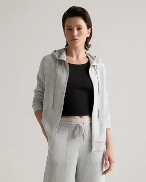 Quince Supersoft Fleece Hoodie Jacket - Heather Grey