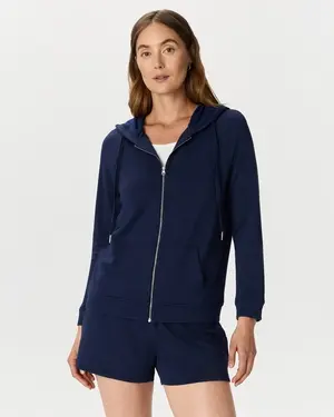 Quince Supersoft Fleece Hoodie Jacket - Navy