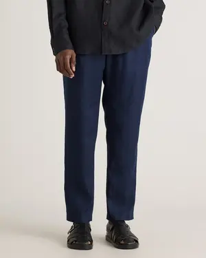 Quince European Linen Drawstring Beach Pants Deep Navy