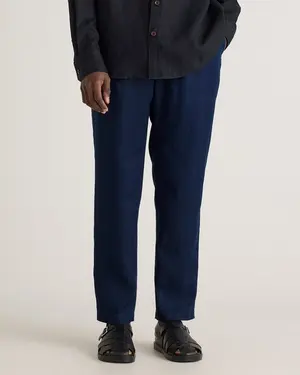 Quince European Linen Drawstring Beach Pants Deep Navy