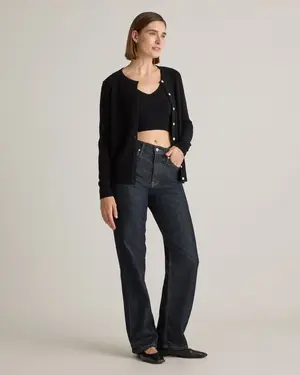Quince Cashmere Cardigan Sweater - Black