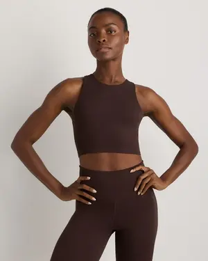 Quince Ultra-form High-neck Cropped Tank Top - Espresso