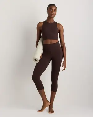 Quince Ultra-form High-neck Cropped Tank Top - Espresso