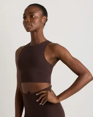 Quince Ultra-form High-neck Cropped Tank Top - Espresso