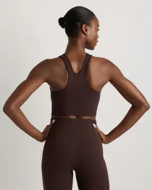 Quince Ultra-form High-neck Cropped Tank Top - Espresso