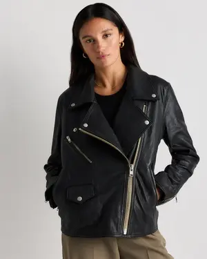 Quince Oversized Biker Jacket - True Black