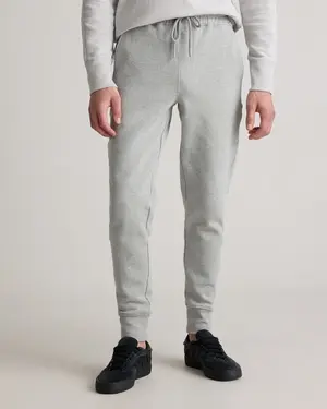 Quince Organic Heavyweight Fleece Joggers - Heather Grey
