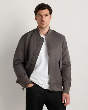 Quince Flight Nylon Bomber Jacket - Overcast Grey