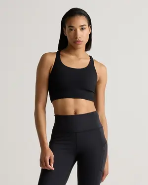 Quince Power-up Long Line Strappy Sports Bra - Black