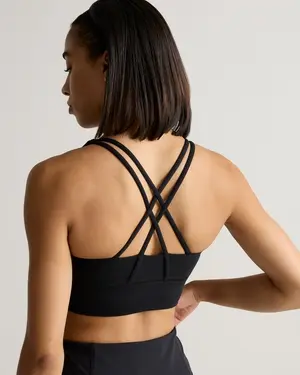 Quince Power-up Long Line Strappy Sports Bra - Black