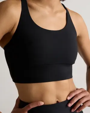 Quince Power-up Long Line Strappy Sports Bra - Black