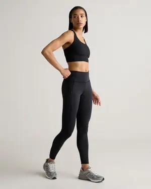 Quince Power-up Long Line Strappy Sports Bra - Black