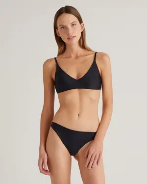 Quince Italian V-neck Bikini Top - Black