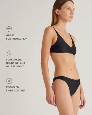 Quince Italian V-neck Bikini Top - Black