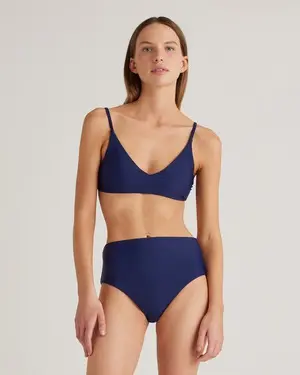 Quince Italian V-Neck Bikini Top Deep Navy