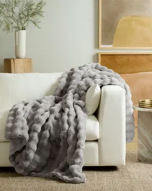 Quince Ruched Faux Fur Throw