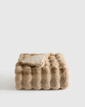 Quince Ruched Faux Fur Throw Mink