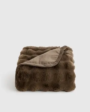 Quince Ruched Faux Fur Throw Walnut