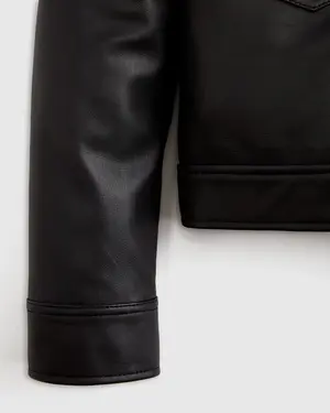 Quince Leather Cropped Jacket - Black
