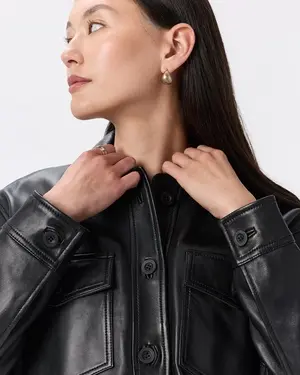 Quince Leather Cropped Jacket - Black