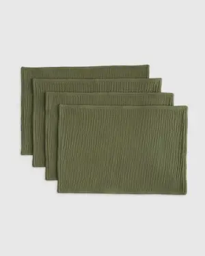 Quince Gauze Placemats, Set Of 4 - Olive