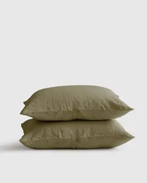 Quince European Linen Sham Set Aloe