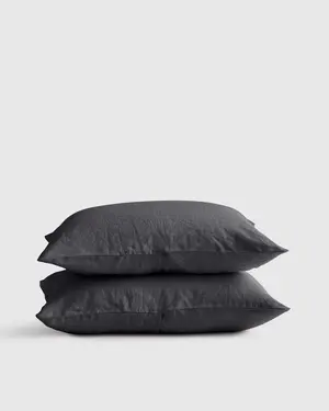 Quince European Linen Sham Set - Charcoal