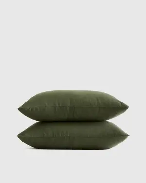 Quince European Linen Sham Set - Pine