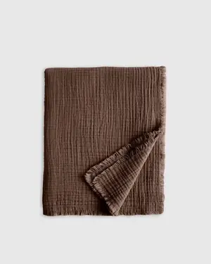 Quince Gauze Throw Chocolate