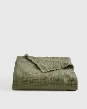 Quince Gauze Throw Olive