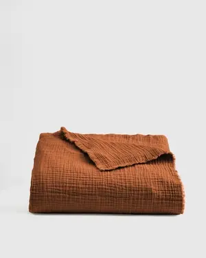 Quince Gauze Throw Terracotta