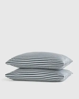 Quince Bamboo Pillowcase Set - Tailored Stripe Nightfall