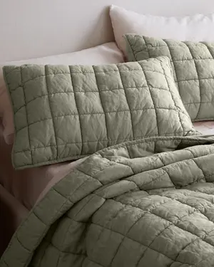 Quince European Linen Box Quilt Set - Willowleaf
