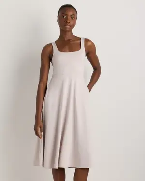 Quince Flowknit Breeze Fit & Flare Midi Dress - Heather Granite Grey