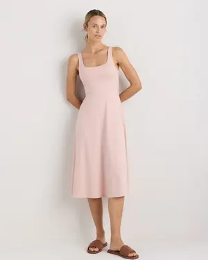 Quince Flowknit Breeze Fit & Flare Midi Dress - Heather Shell Pink