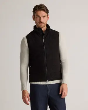 Quince 100% Suede Puffer Vest - Black