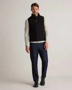 Quince 100% Suede Puffer Vest - Black