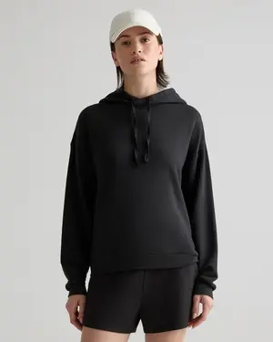 Quince Supersoft Fleece Pullover Hoodie - Black
