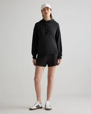 Quince Supersoft Fleece Pullover Hoodie - Black