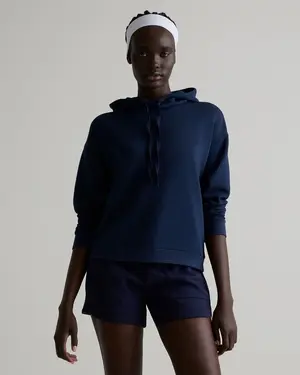 Quince Supersoft Fleece Pullover Hoodie - Navy