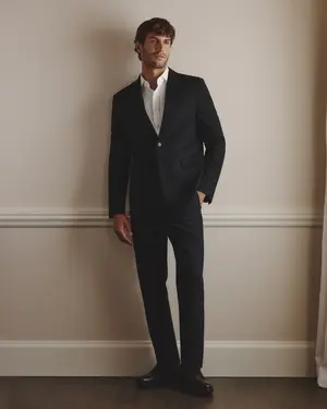 Quince Stretch Wool Slim Fit Dress Pants - Black