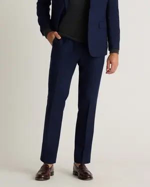 Quince Stretch Wool Slim Fit Dress Pants - Navy