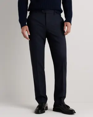 Quince Stretch Wool Slim Fit Dress Pants - Navy