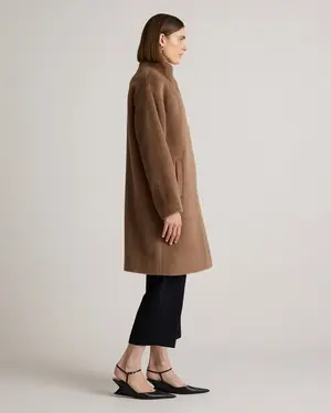 Quince Alpaca-wool Stand Collar Coat - Rustic Brown