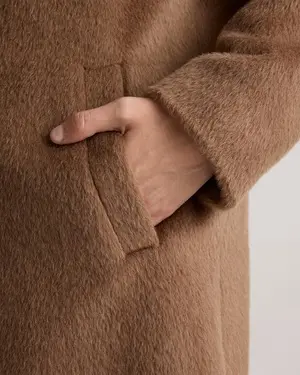 Quince Alpaca-wool Stand Collar Coat - Rustic Brown